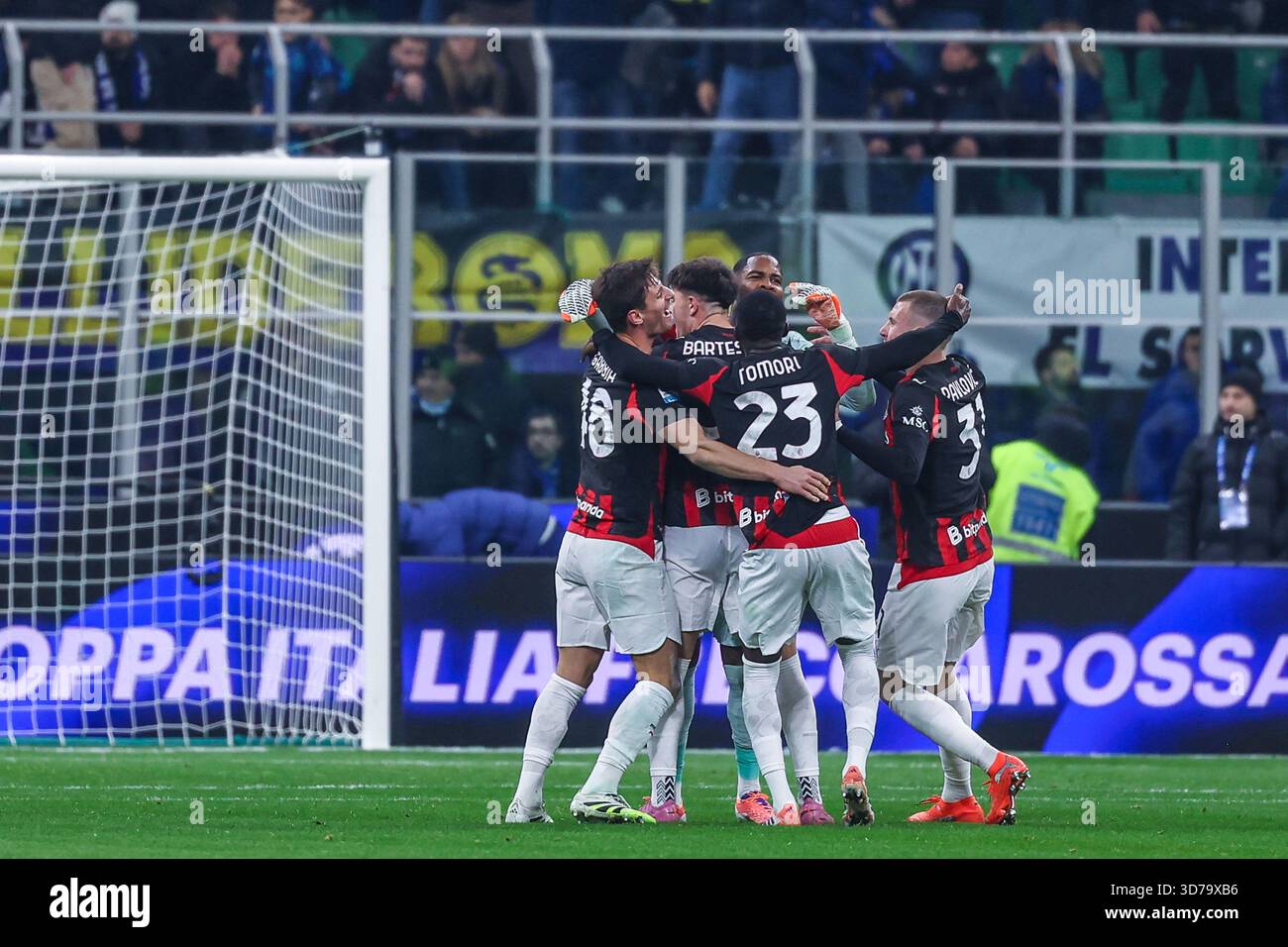 AC Milan players celebrate the victory at the end of the match during ...