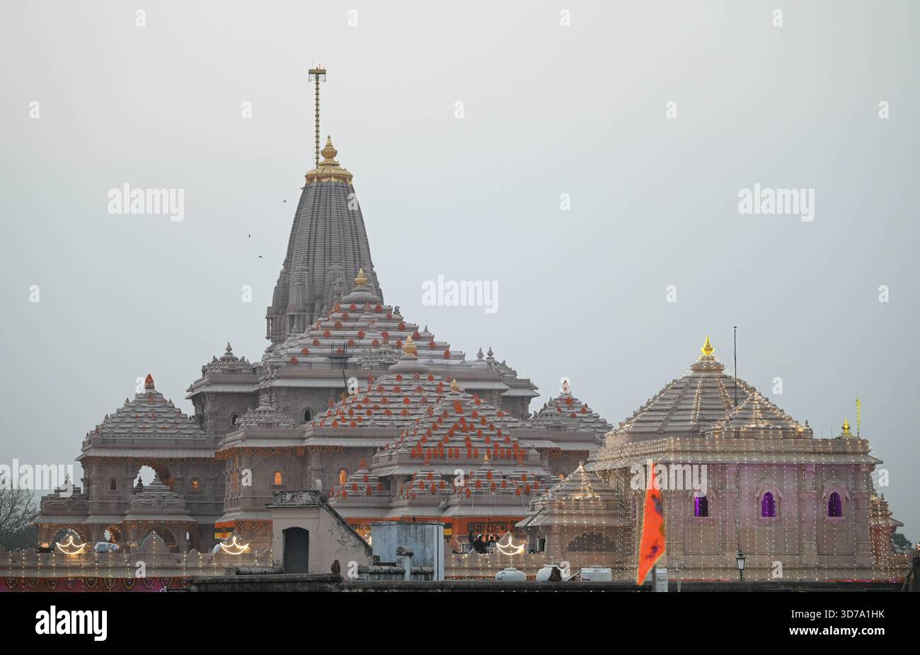 AYODHYA, INDIA - NOVEMBER 24: Shri Ram Janmabhoomi Temple decked up on ...