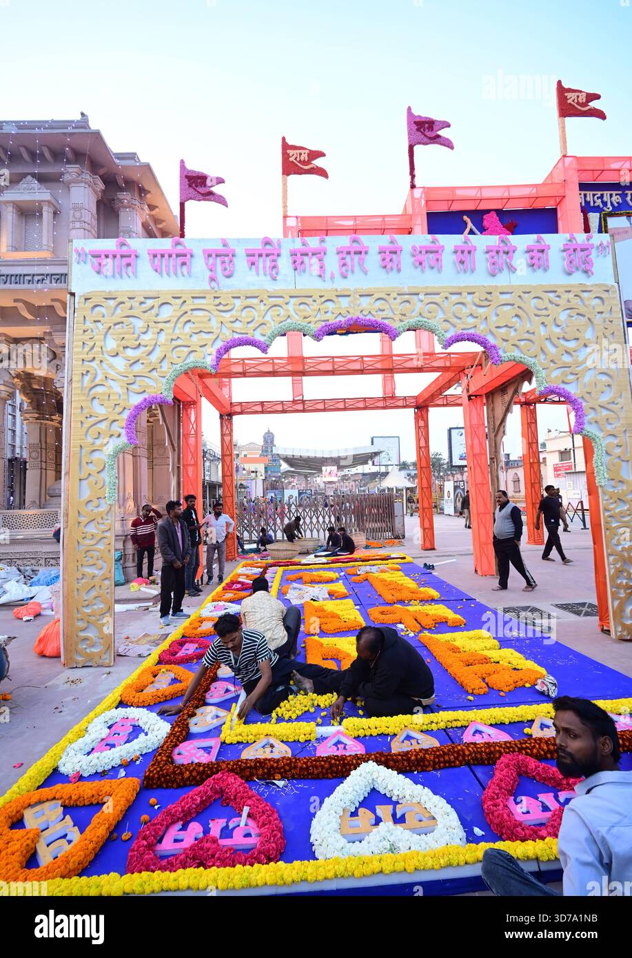AYODHYA, INDIA - NOVEMBER 24: Shri Ram Janmabhoomi Temple decked up on ...