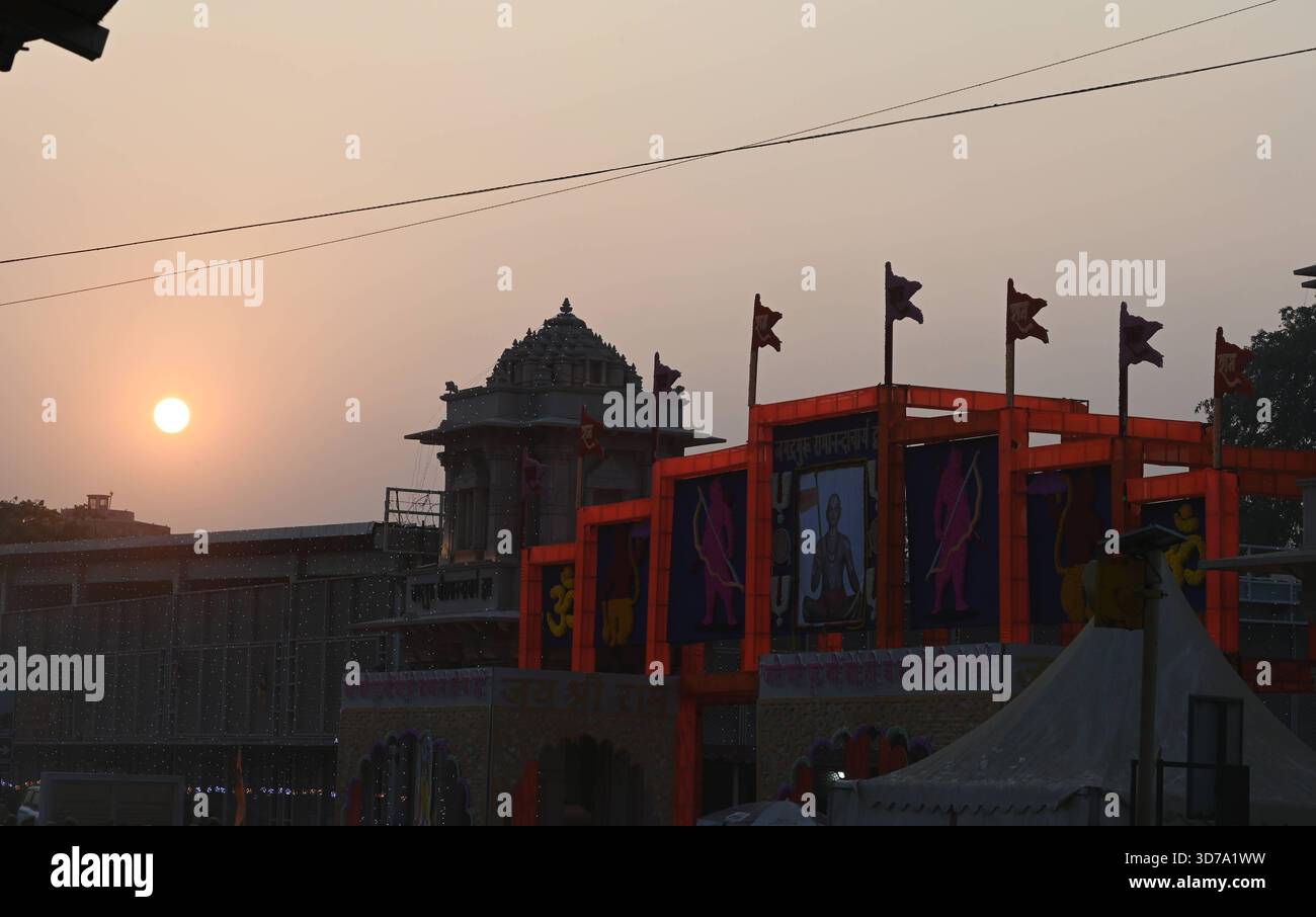 AYODHYA, INDIA - NOVEMBER 24: Shri Ram Janmabhoomi Temple decked up on ...