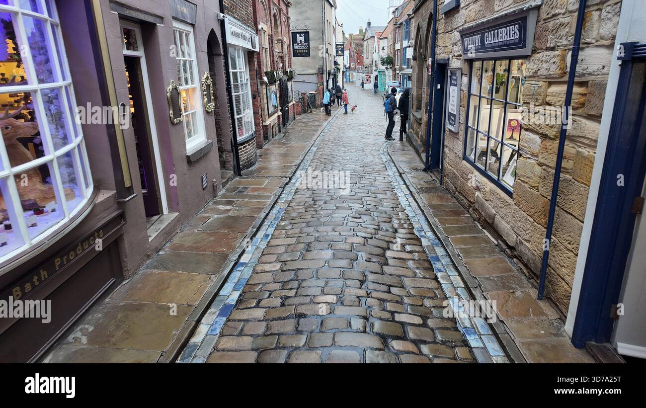 Church Street, Whitby seaside town North Yorkshire coast Stock Photo ...