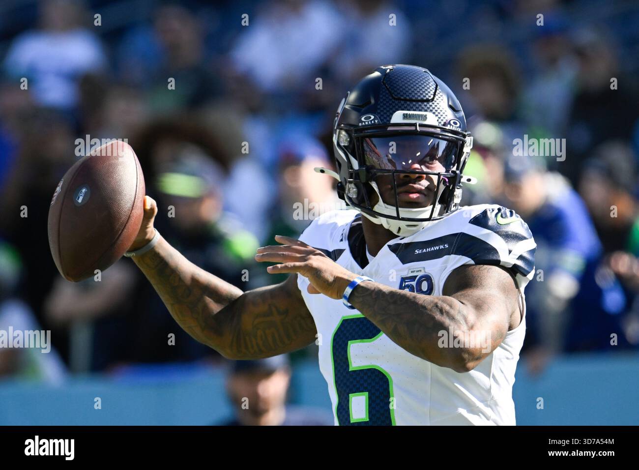 Seattle Seahawks quarterback Jalen Milroe (6) during an NFL football ...