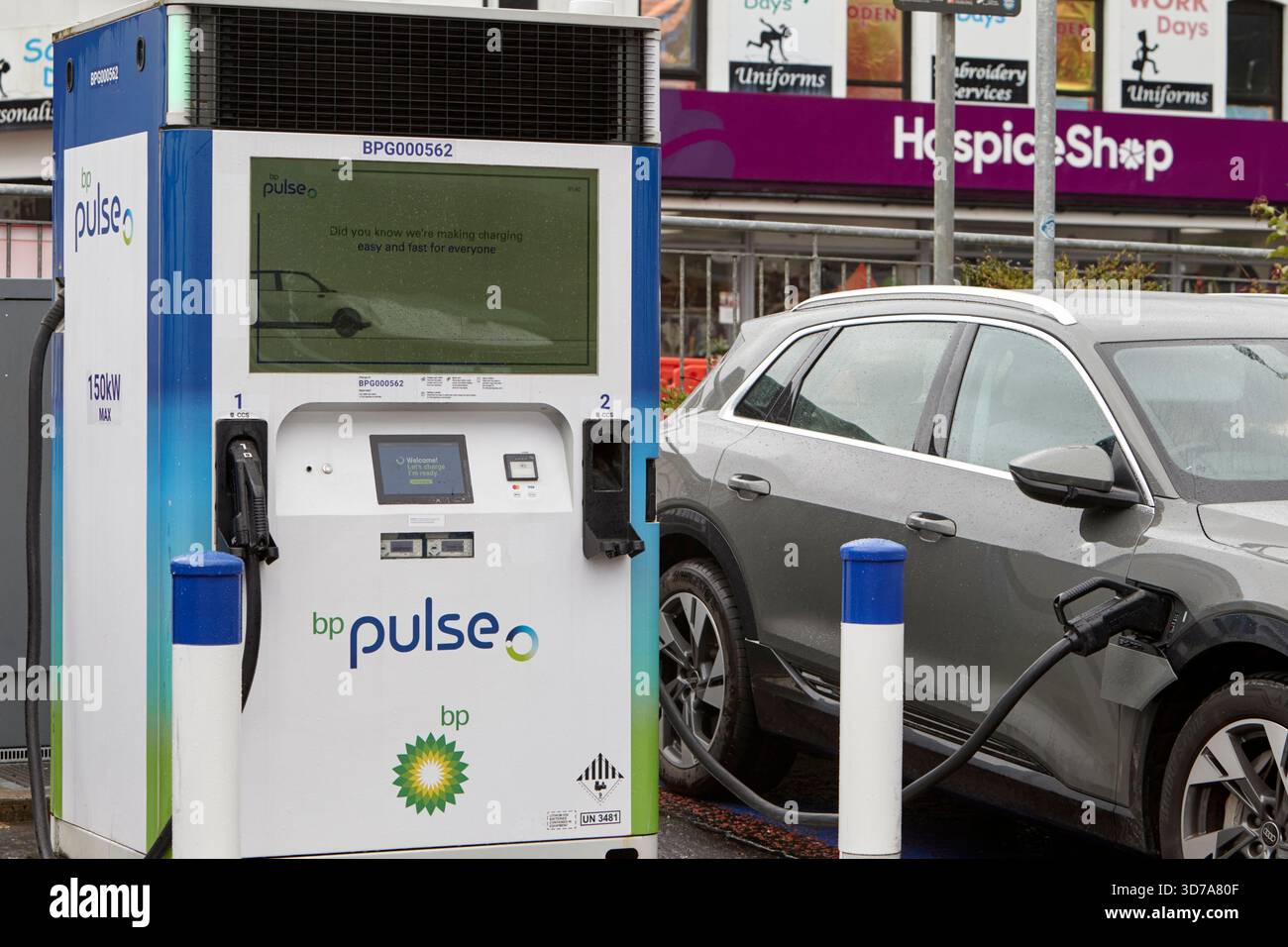 car charging at bp pulse ev station newtownabbey northern ireland uk ...