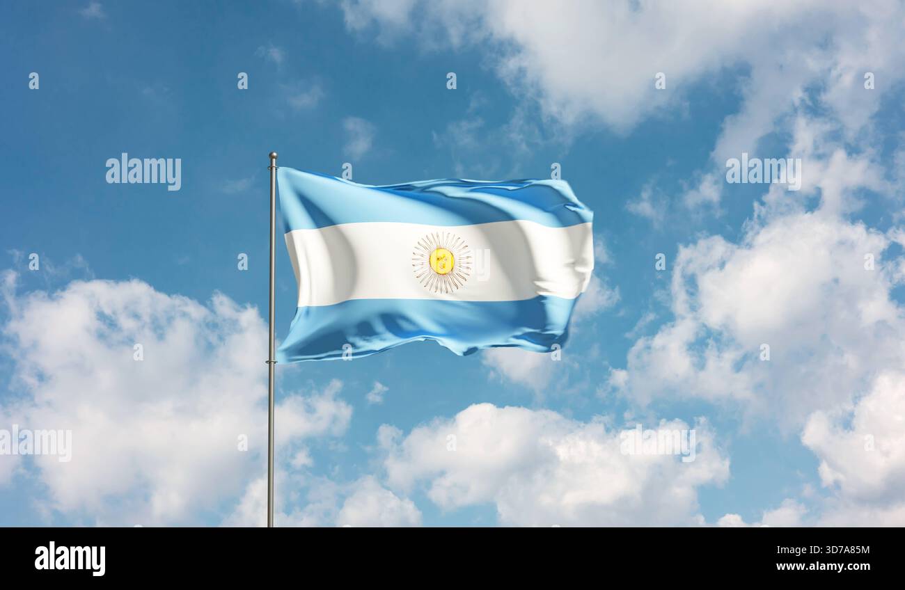 Flag Argentina against cloudy sky. Flag Argentina against cloudy sky ...