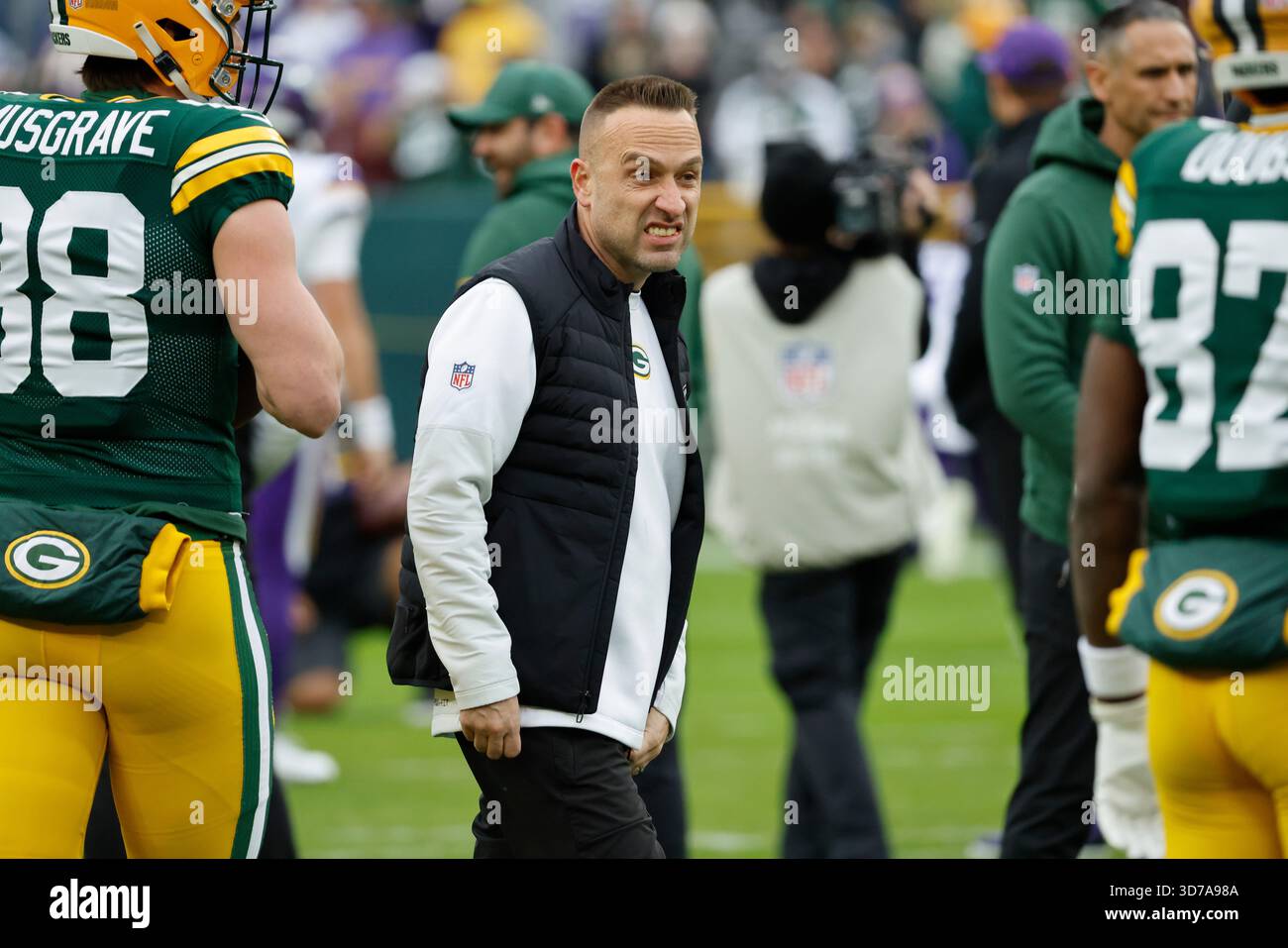Green Bay Packers defensive coordinator Jeff Hafley before an NFL ...
