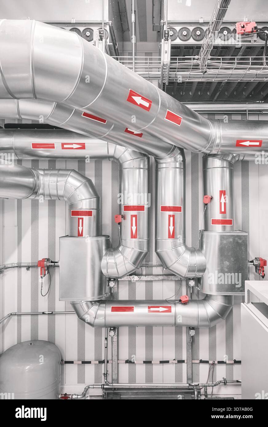 Heat and cooling pipe system in a district heating plant Stock Photo ...