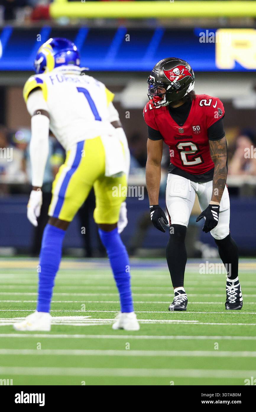 Tampa Bay Buccaneers wide receiver Emeka Egbuka (2) prepares for a play ...