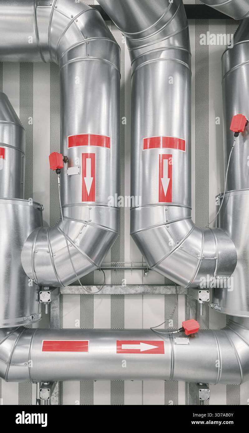 Heat and cooling pipe system in a district heating plant Stock Photo ...