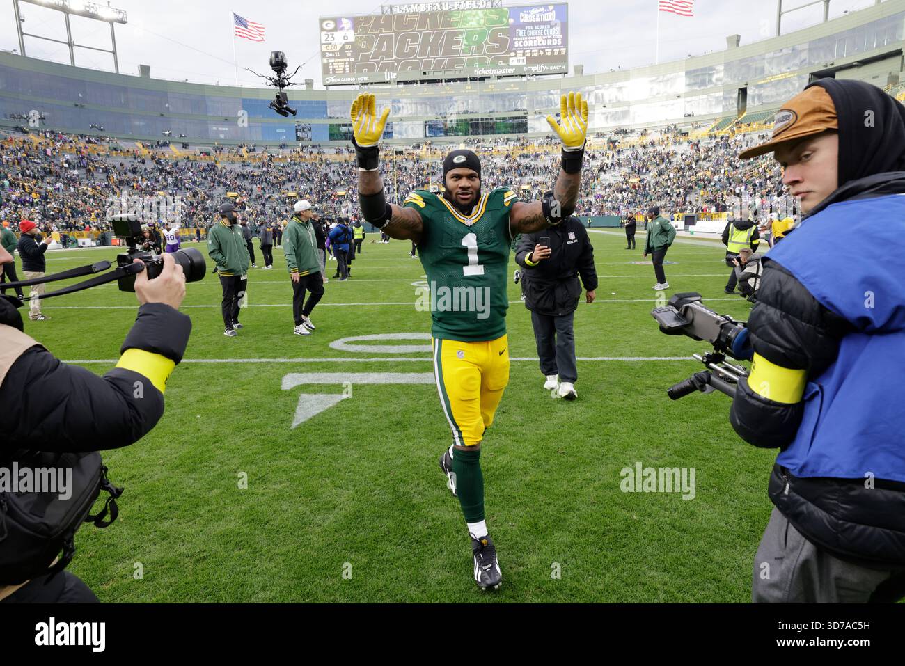 Green Bay Packers defensive end Micah Parsons (1) after an NFL football ...