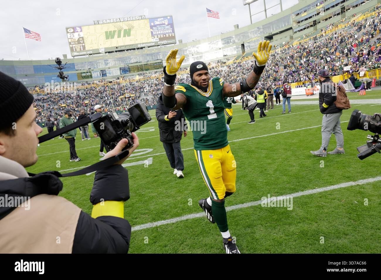 Green Bay Packers defensive end Micah Parsons (1) after an NFL football ...
