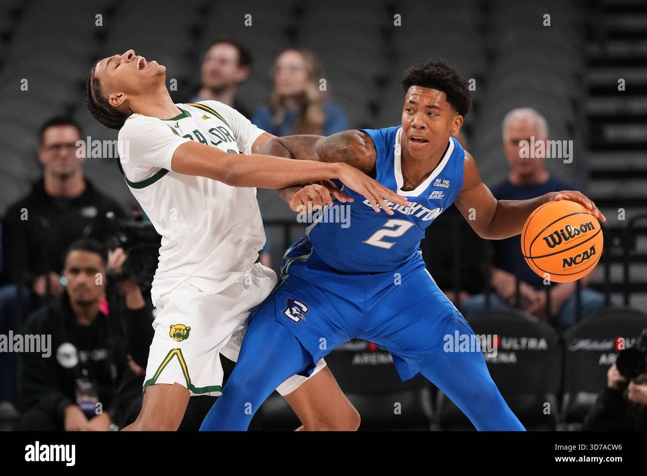 Creighton guard Blake Harper (2) moves the ball against Baylor guard ...