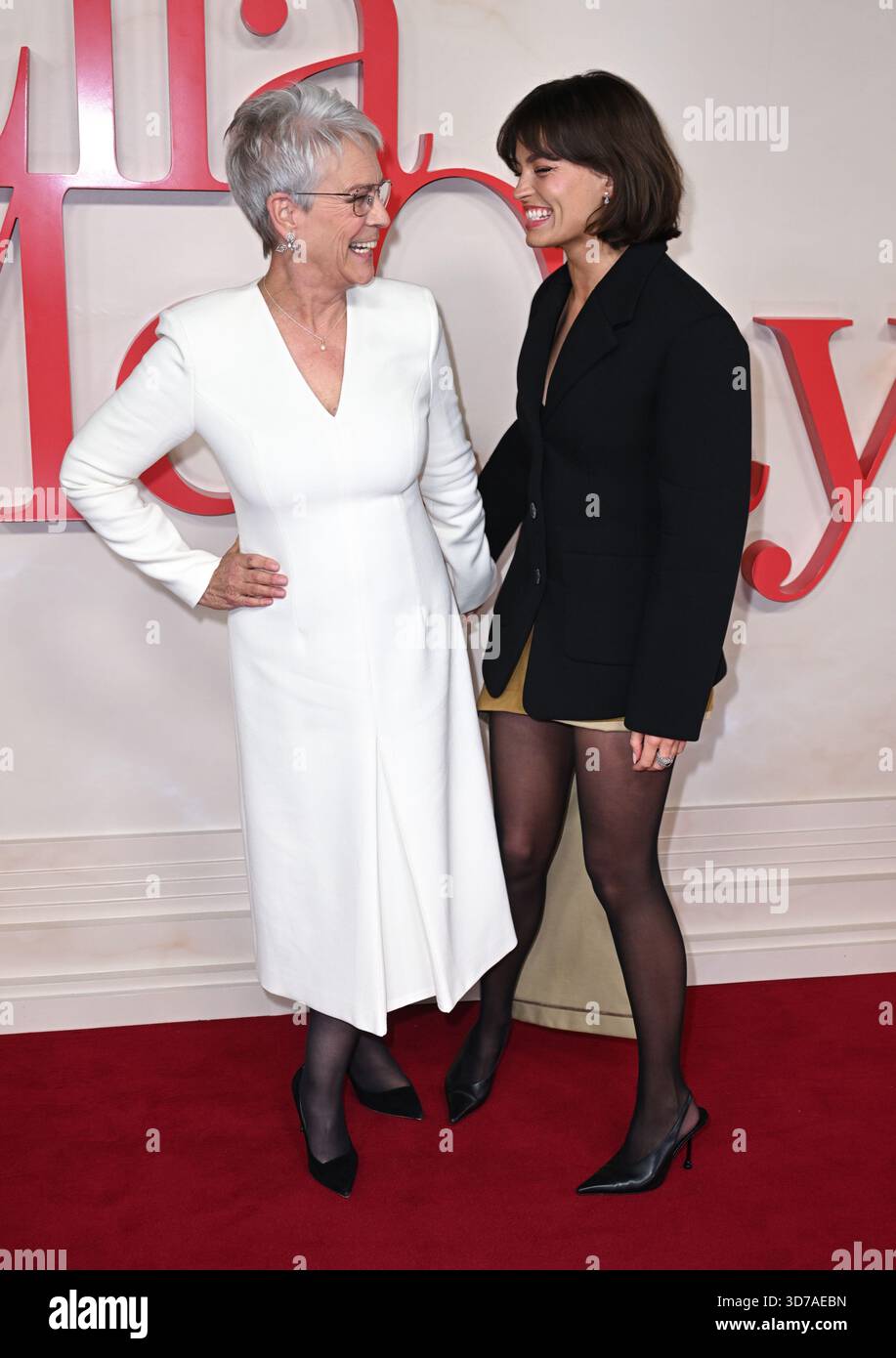 London, UK. November 24th, 2025. Jamie Lee Curtis and Emma Mackey ...