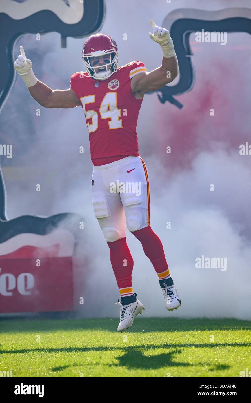 Kansas City Chiefs Linebacker Leo Chenal Comes Onto The Field During