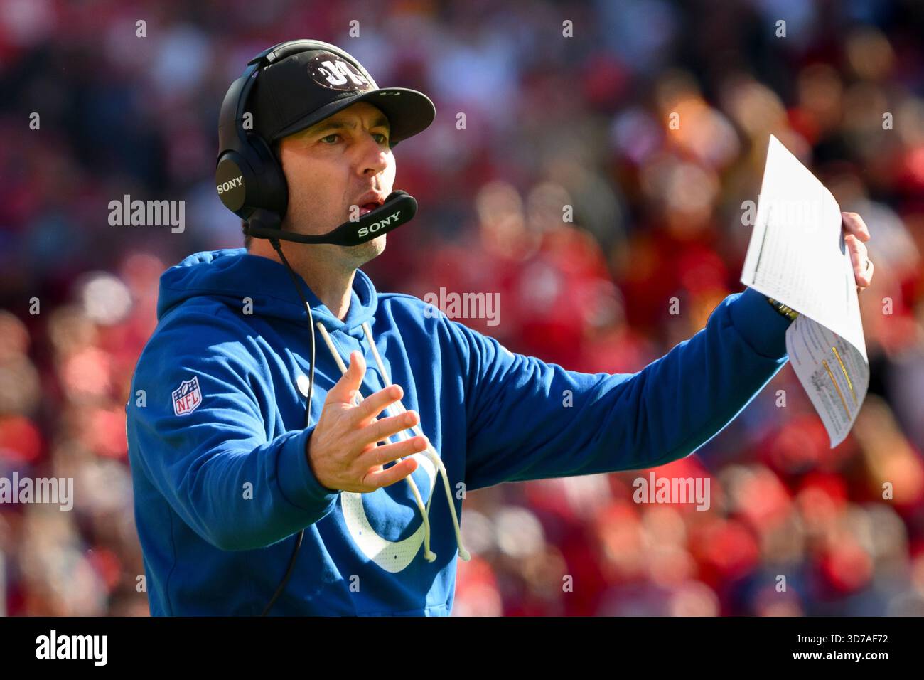 Indianapolis Colts head coach Shane Steichen calls directions to his ...