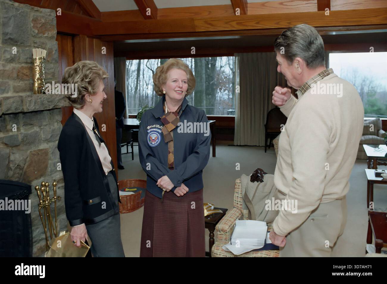 U.S. President Ronald Reagan and U.S. First Lady Nancy Reagan with ...