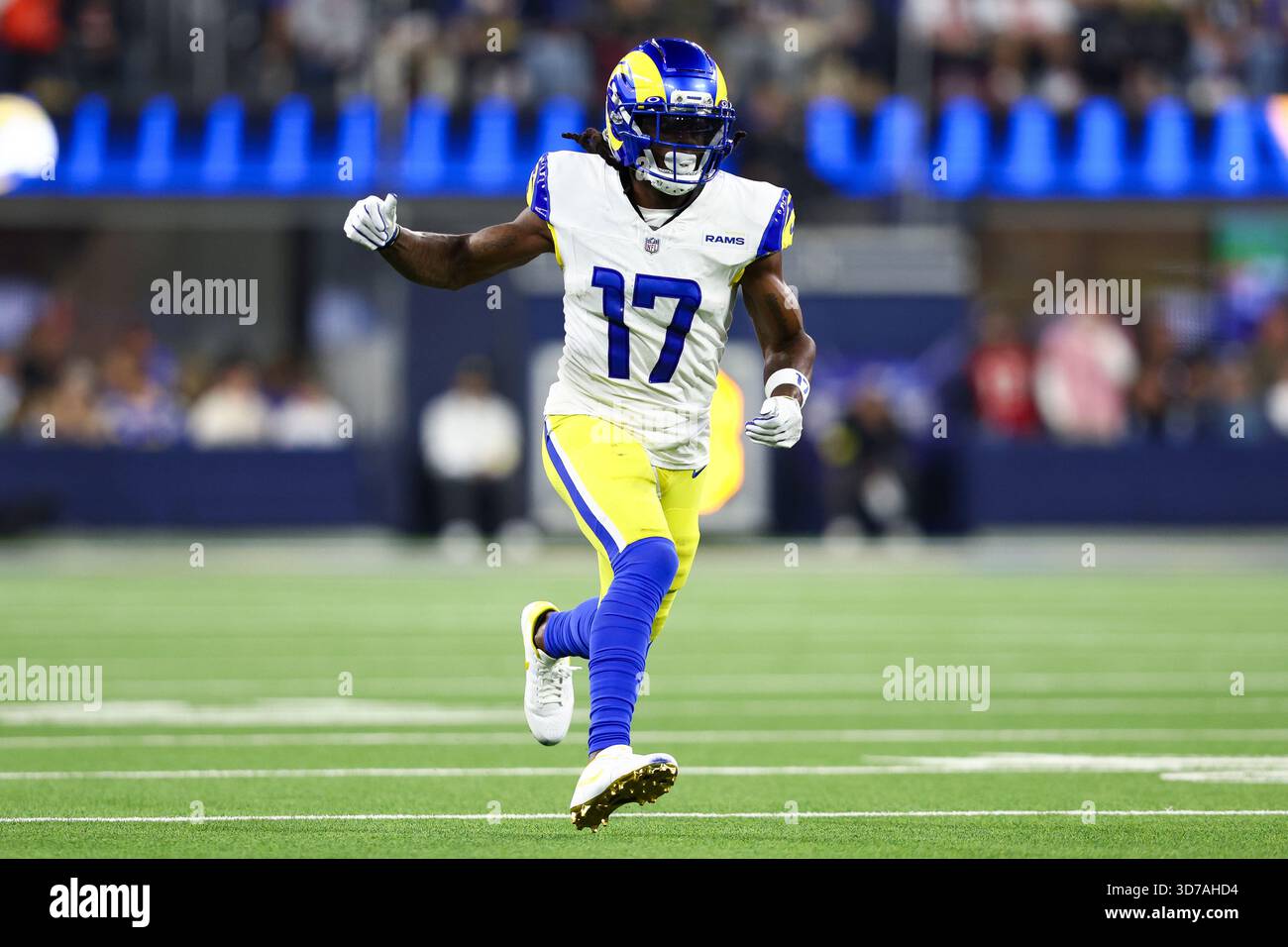 Los Angeles Rams wide receiver Davante Adams (17) runs during the ...