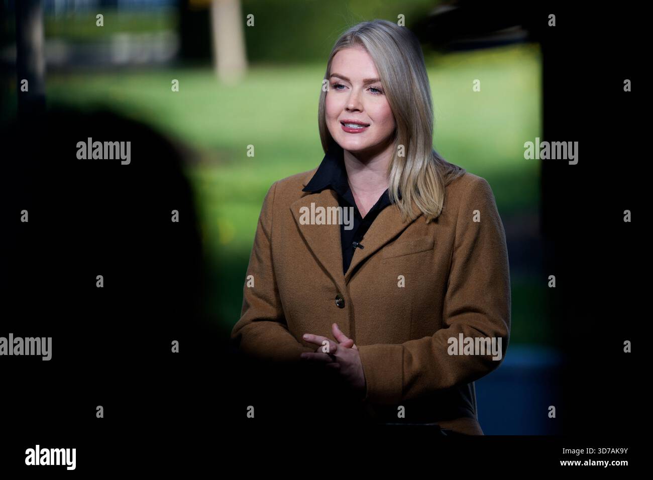 White House Press Secretary Karoline Leavitt does a TV hit outside the ...