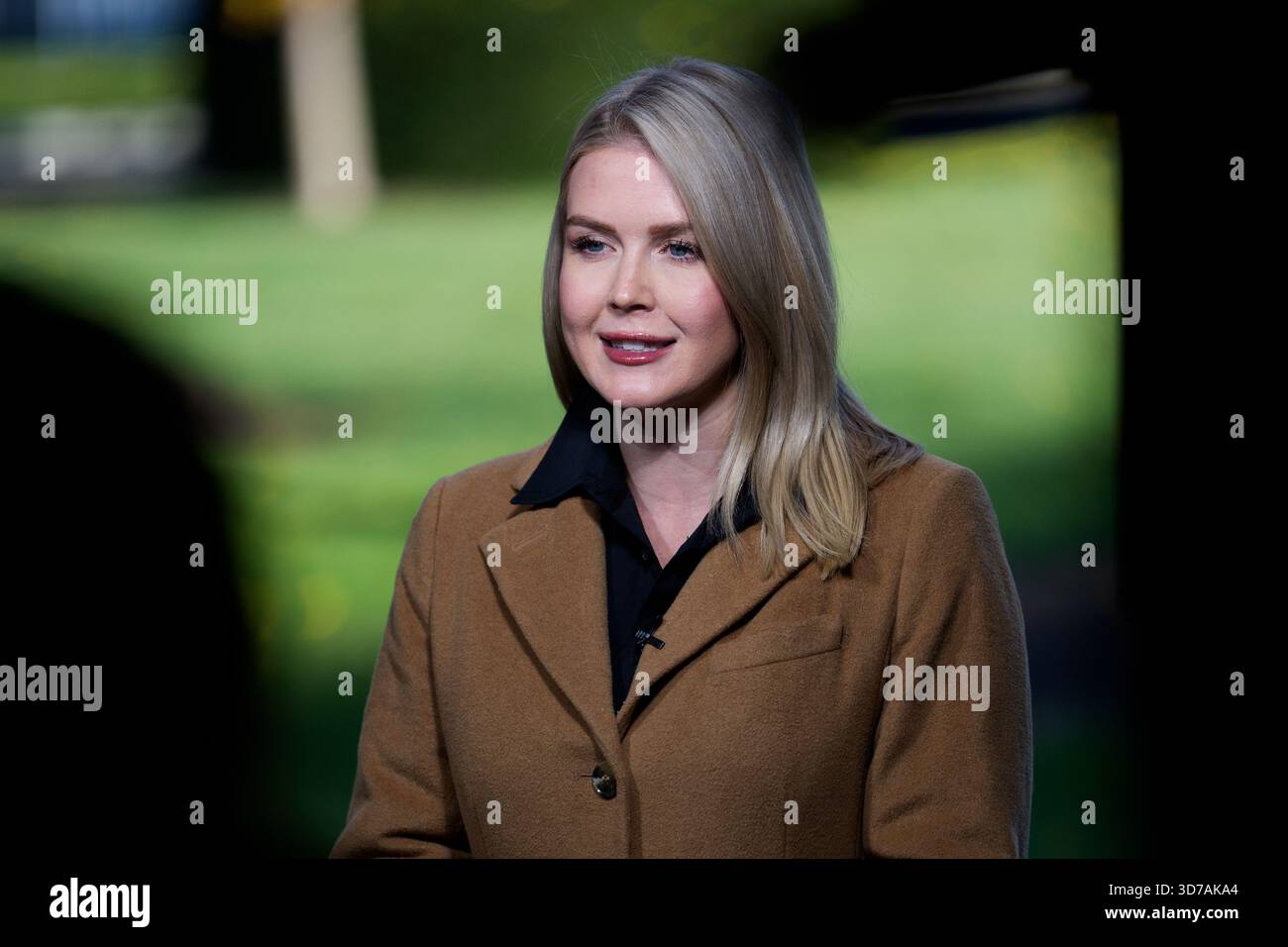 White House Press Secretary Karoline Leavitt does a TV hit outside the ...