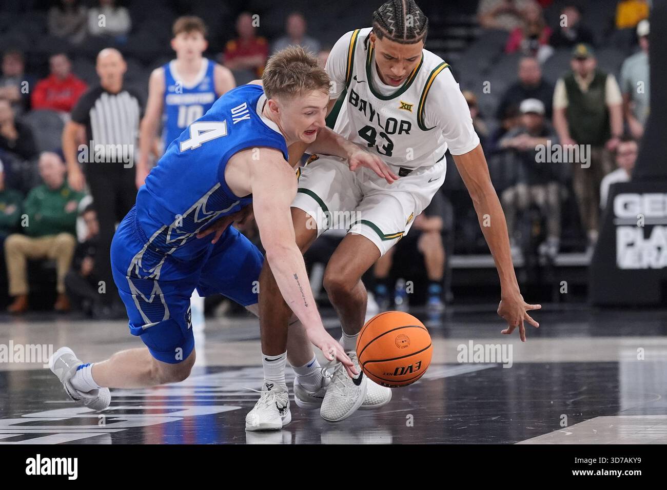Creighton guard Josh Dix (4) and Baylor guard Cameron Carr (43 ...