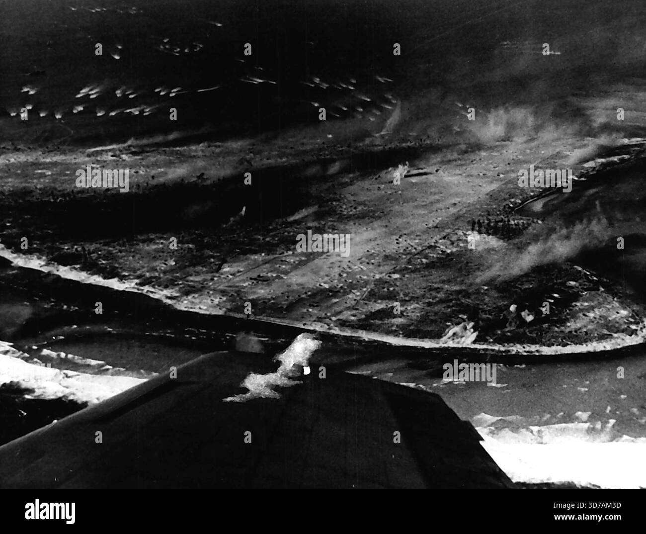 First Marine assault troops in landing craft approaching Engebi Island ...