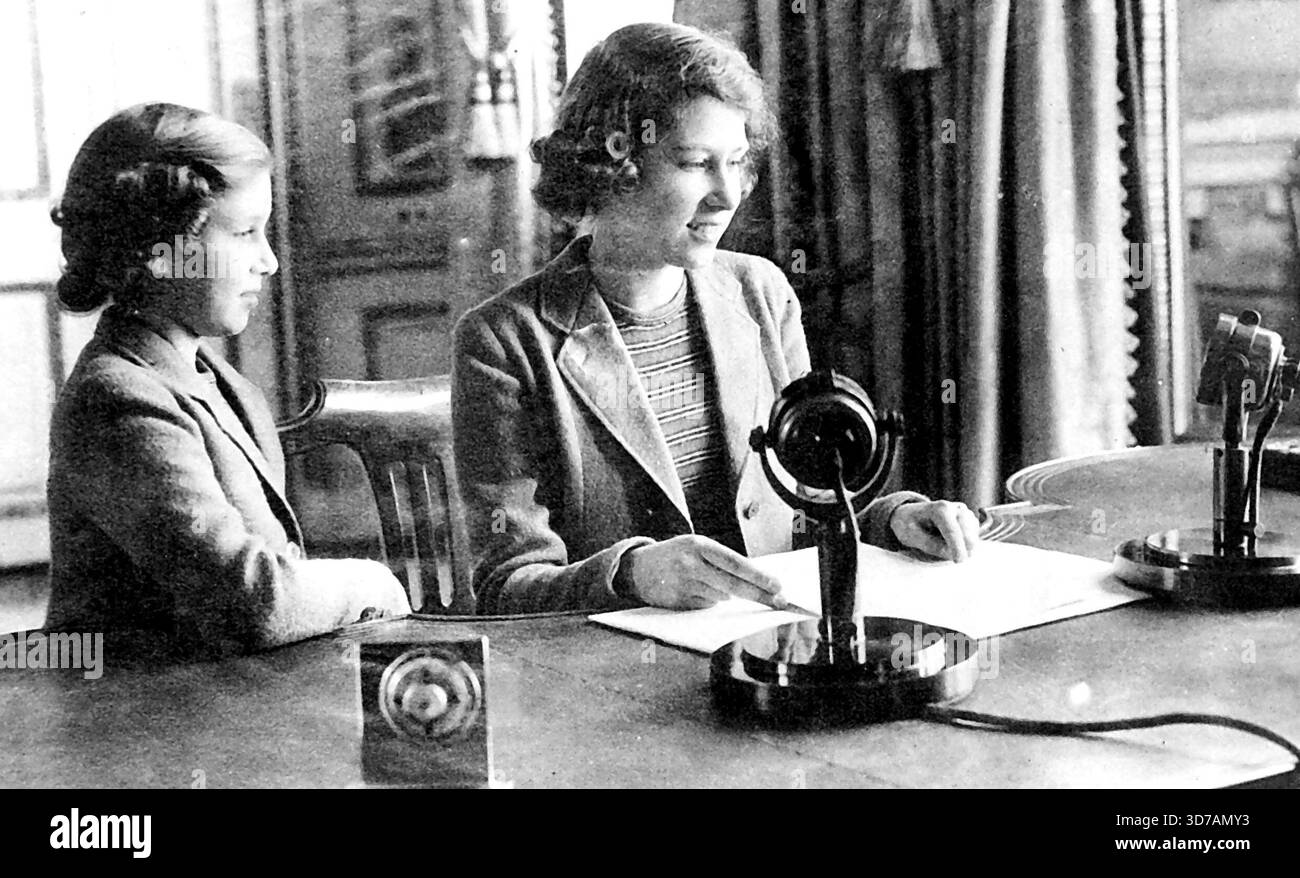 Princess makes first broadcast Princess Margaret (left) looks on with ...