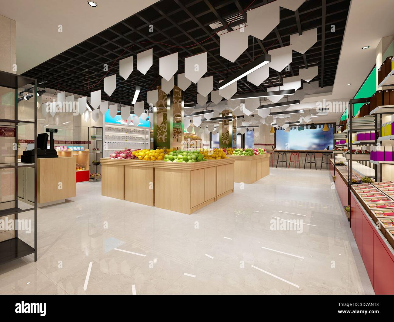 3d render grocery supermarket store Stock Photo - Alamy