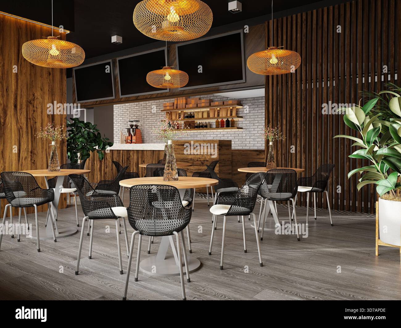Monochrome restaurant design hi-res stock photography and images - Alamy