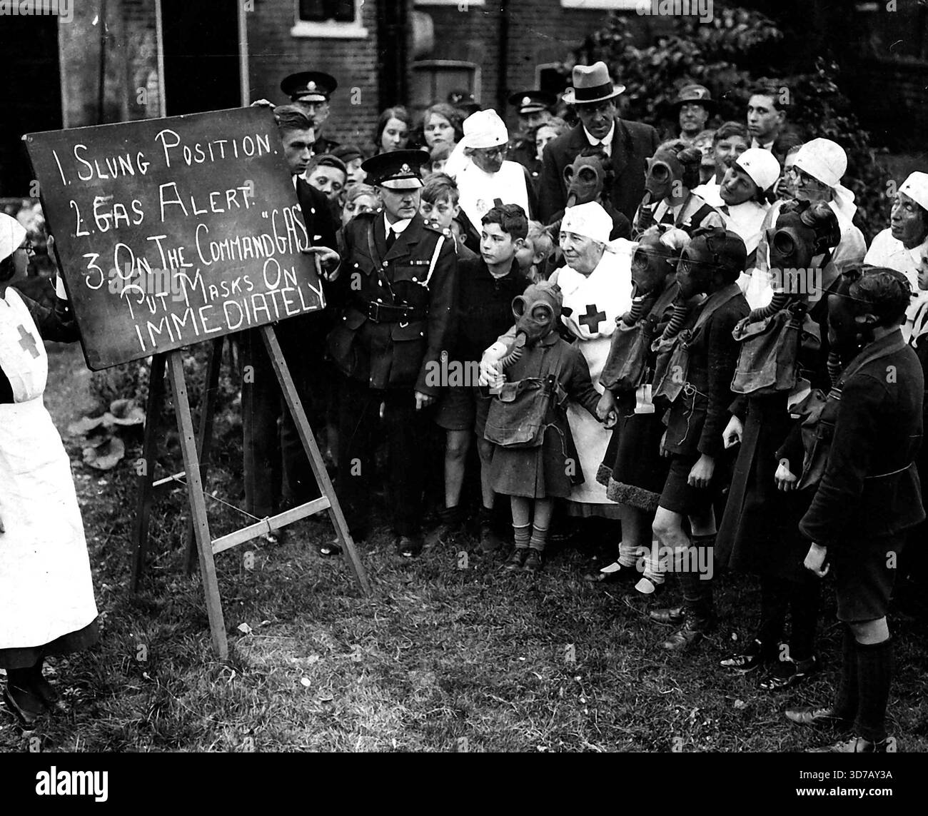 English School Children Taught The Use Of Gas Masks: First Lessons Of ...