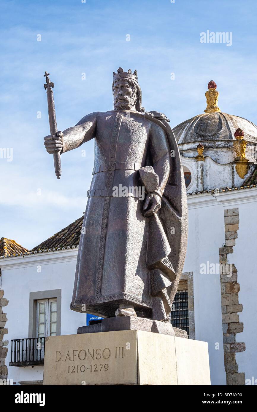 Statue of King Afonso III in Afonso Square, Praca do Afonso III in the ...