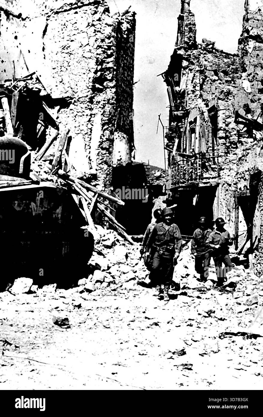 U.S. Soldiers Reconnoiter In Castle Forte -- Pistols and rifles ready ...