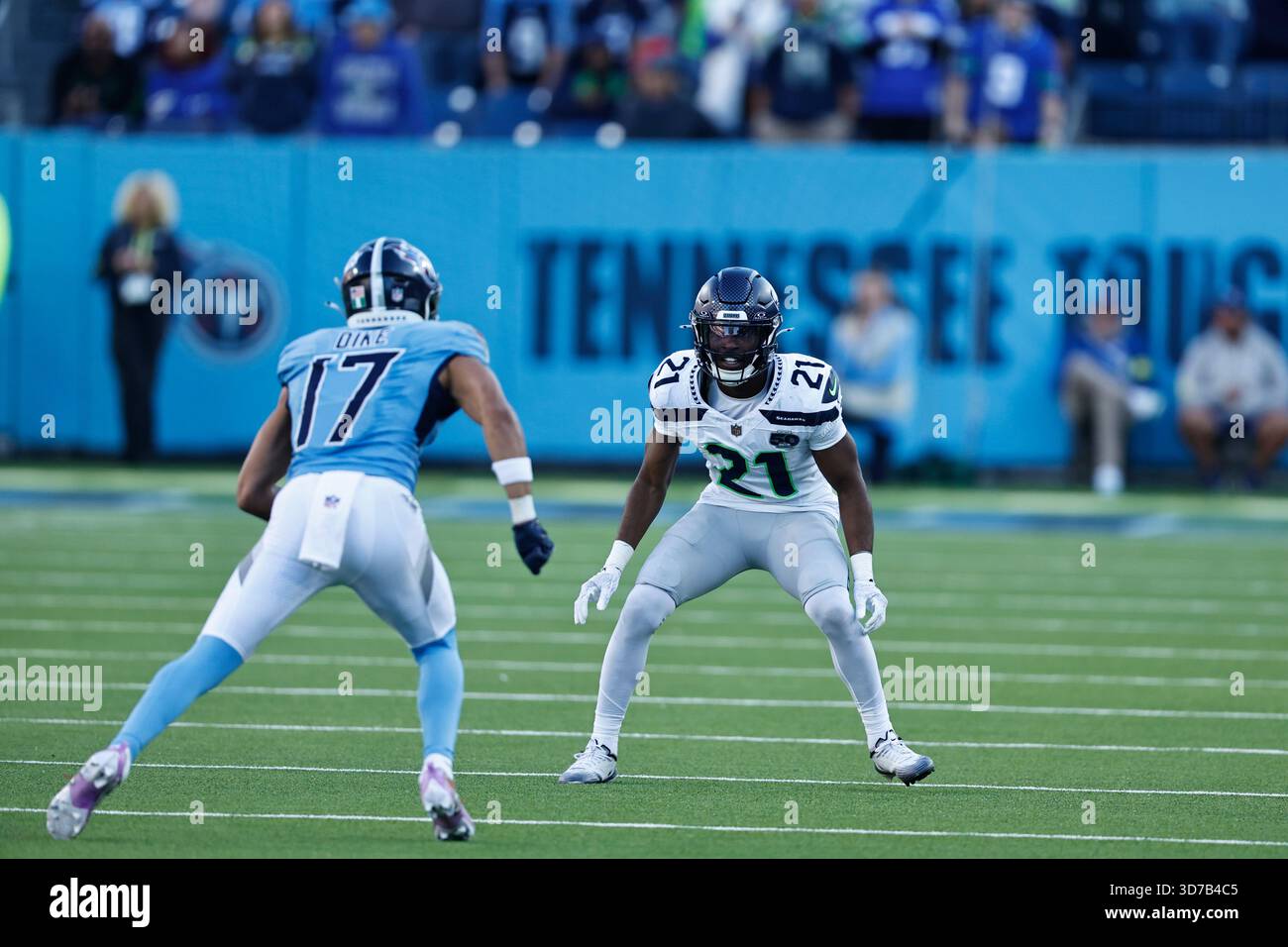 Seattle Seahawks cornerback Devon Witherspoon (21) plays during their ...