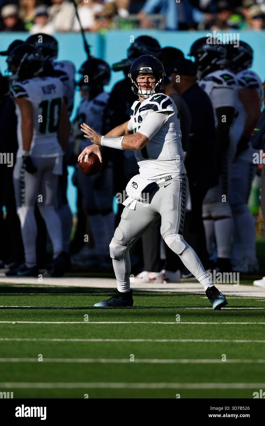 Seattle Seahawks quarterback Sam Darnold (14) plays during their NFL ...