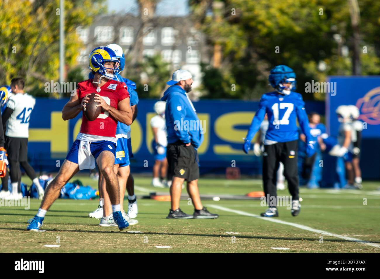 Los Angeles Rams quarterback Stetson Bennett IV (13) during practice on ...