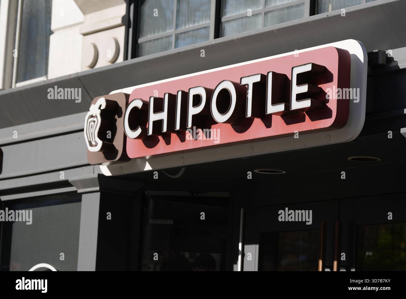 The Chipotle logo is displayed on a restaurant, Monday, Nov. 24, 2025 ...