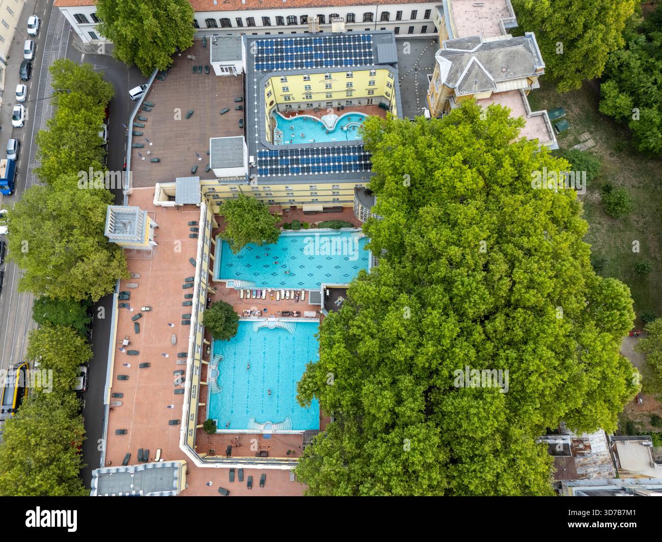 Aerial View of a Traditional Spa and Thermal Bath in Budapest Hungary ...
