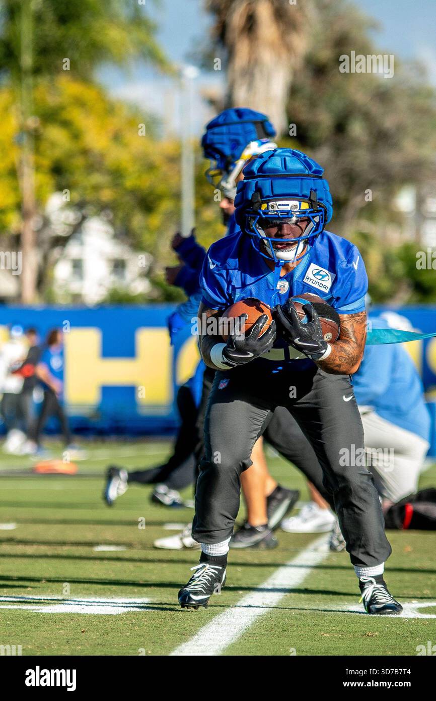 Los Angeles Rams running back Blake Corum (22) during practice on ...