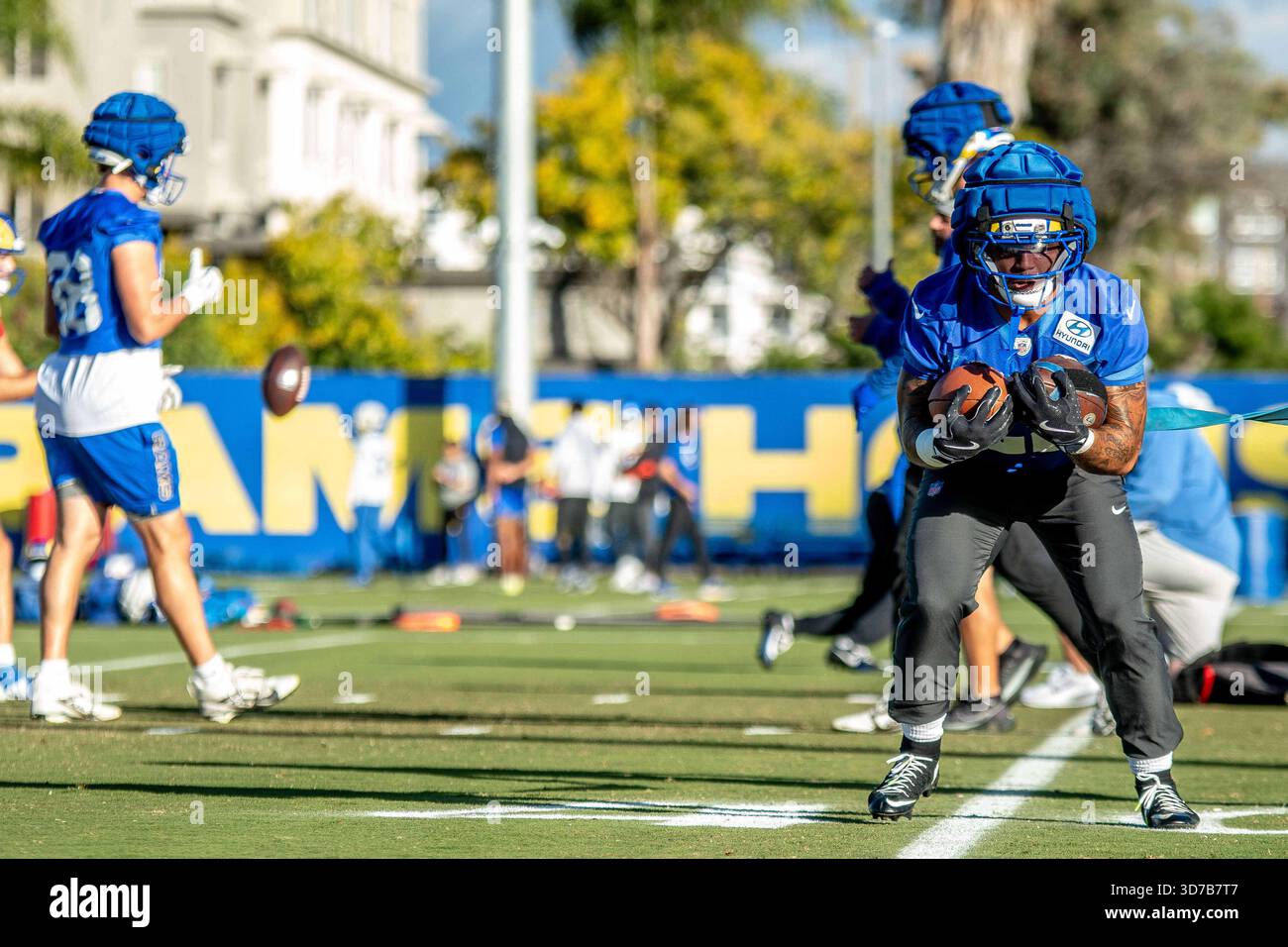 Los Angeles Rams running back Blake Corum (22) during practice on ...