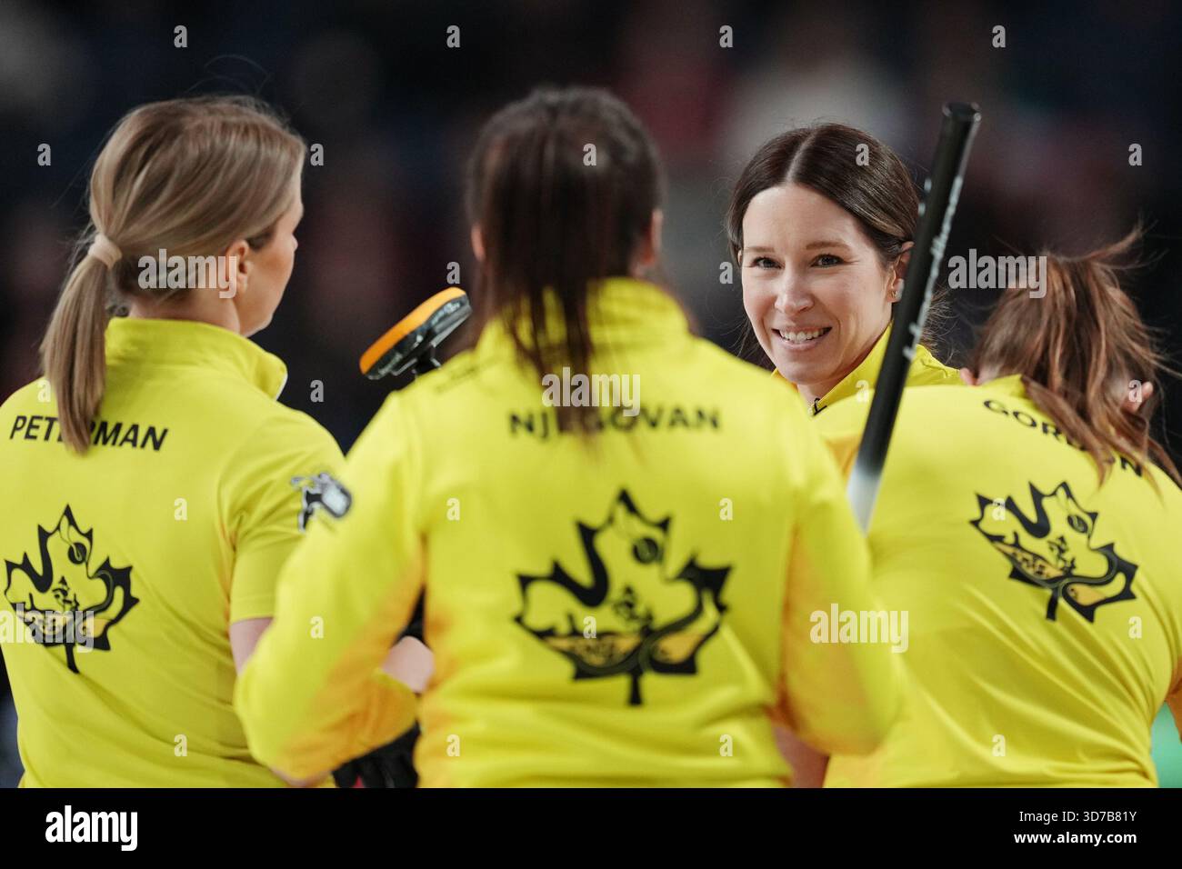 Kaitlyn Lawes speaks to her teammates during Canadian Olympic curling ...