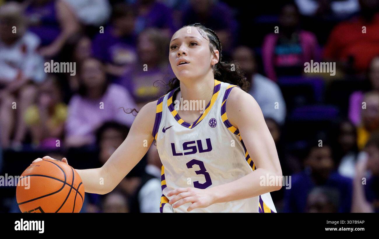 LSU guard Bella Hines (3) dribbles during an NCAA basketball game ...