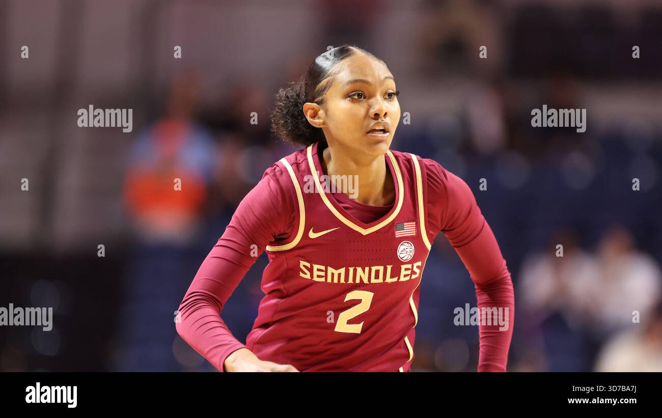 Florida State guard Amaya Bonner (2) runs the court during an NCAA ...