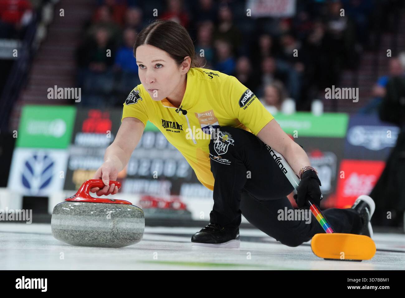 Kaitlyn Lawes delivers a rock during Canadian Olympic curling trials ...