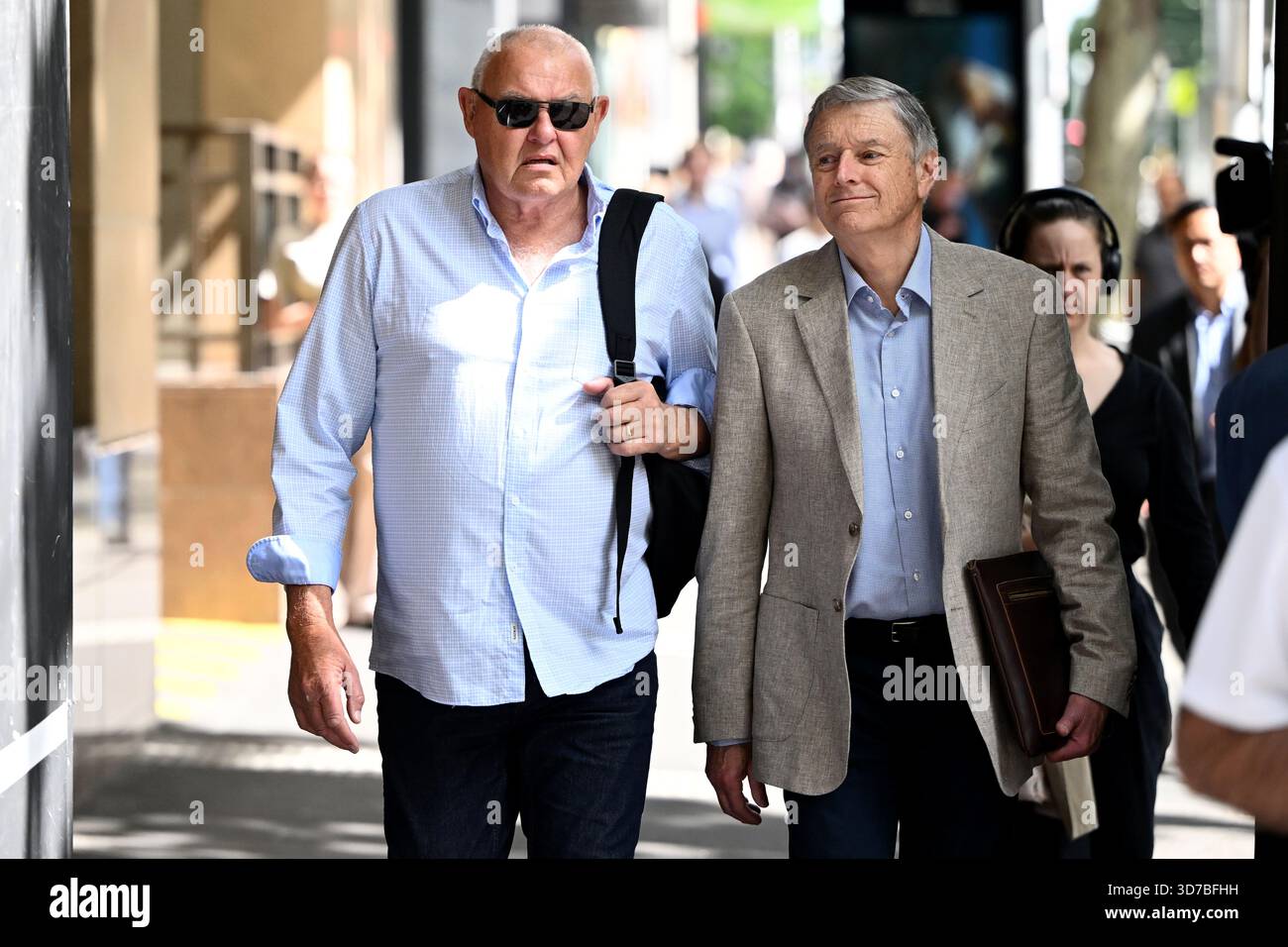 Ron Iddles (left) arrives at Melbourne Magistrate’s Court in Melbourne ...