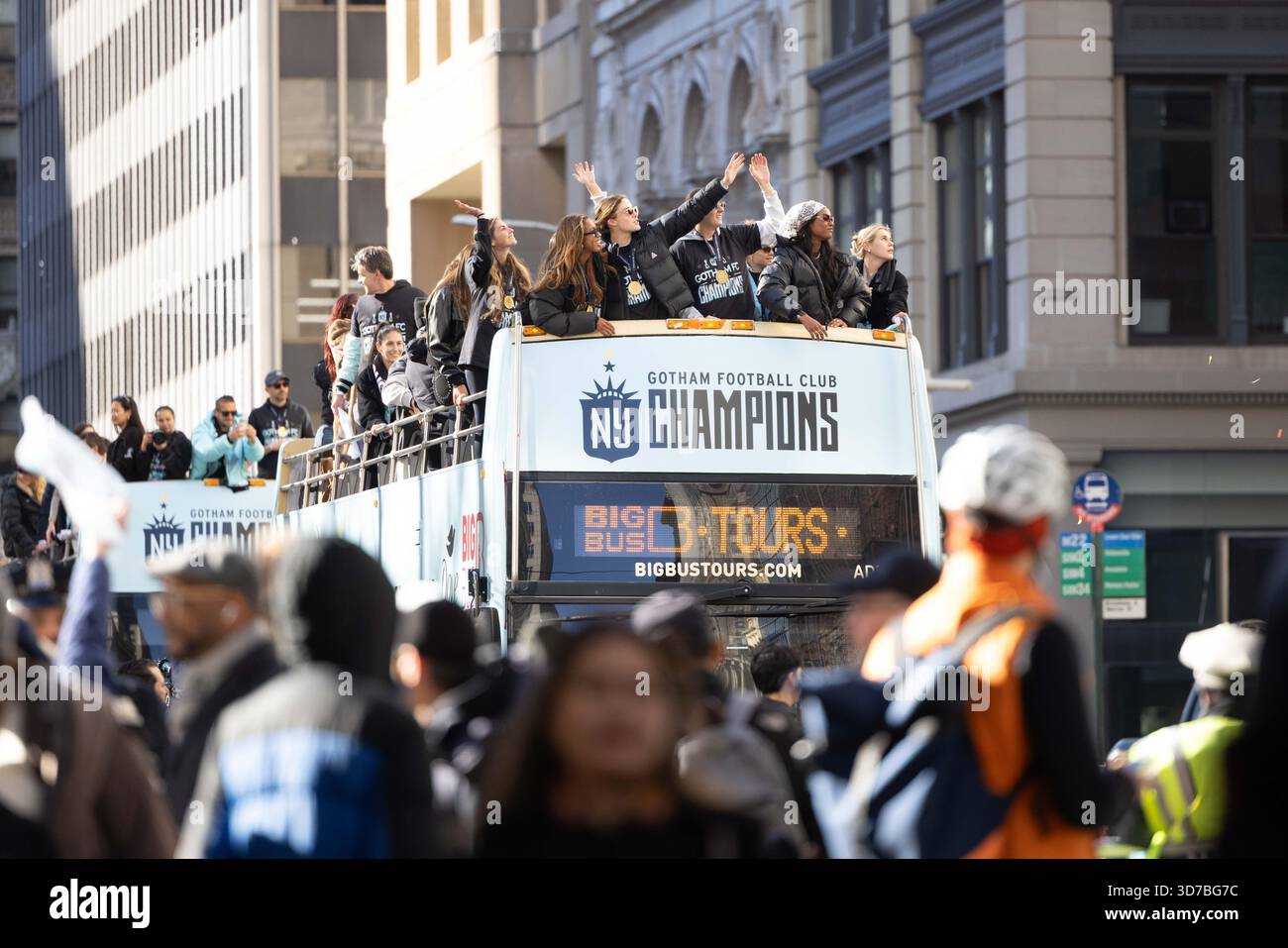 Gotham FC players during the NWSL 2025 Champions Parade heading to New ...