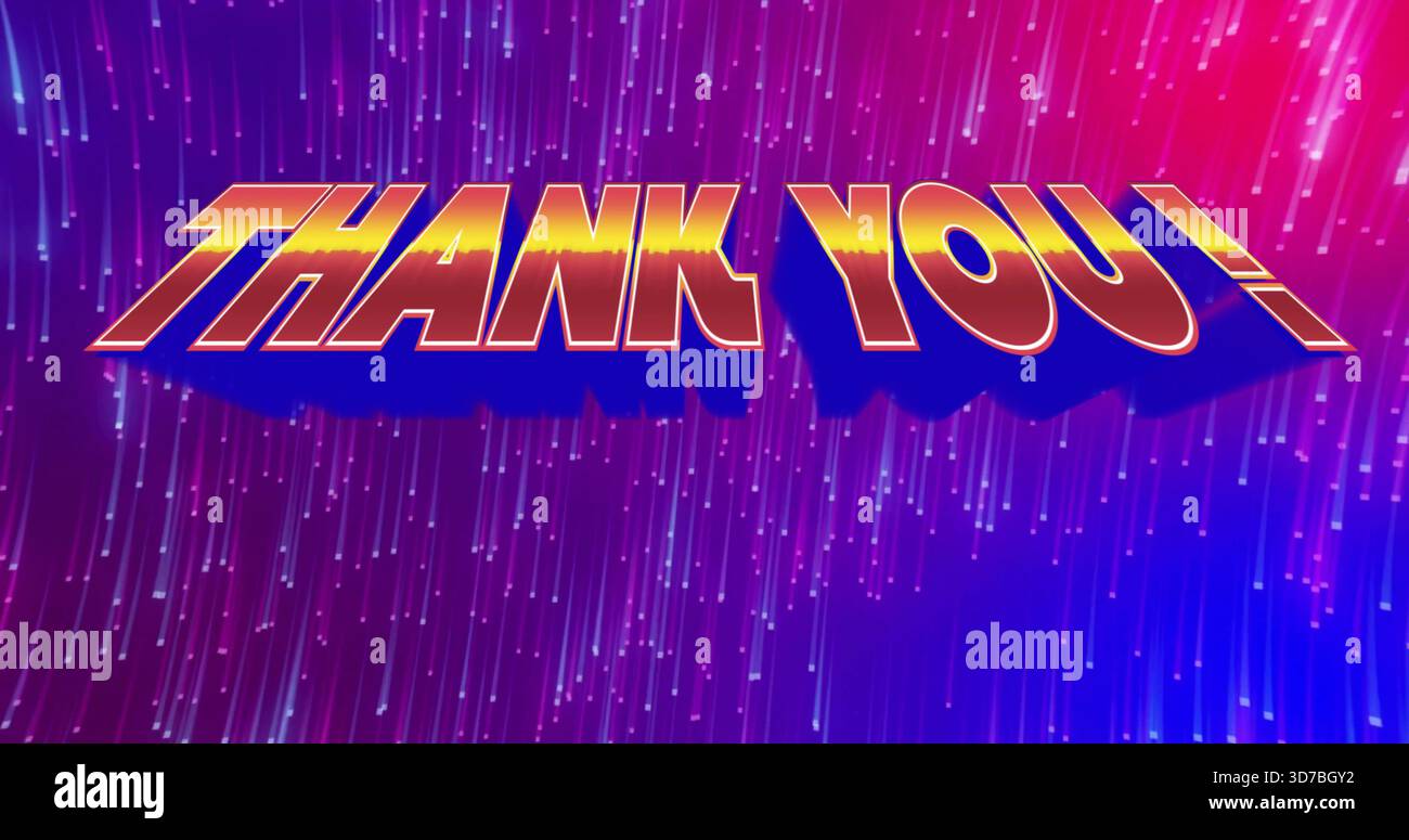 Floating stylized 3D THANK YOU text on digital backdrop, showing orange ...