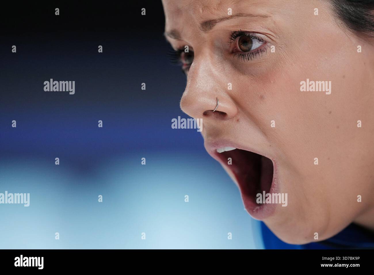 Kate Cameron yells after delivering a rock during Canadian Olympic ...