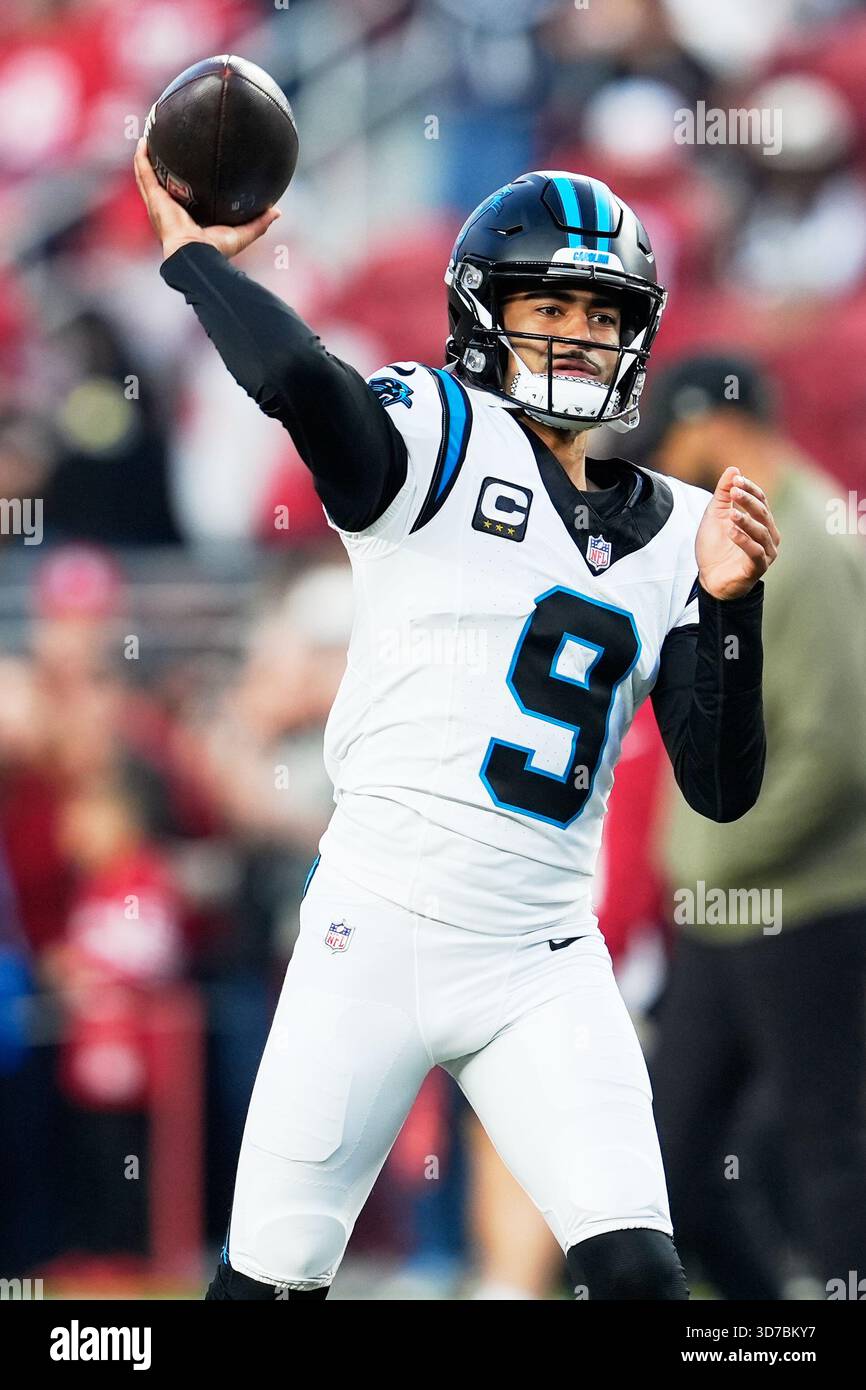 Carolina Panthers quarterback Bryce Young warms up before an NFL ...