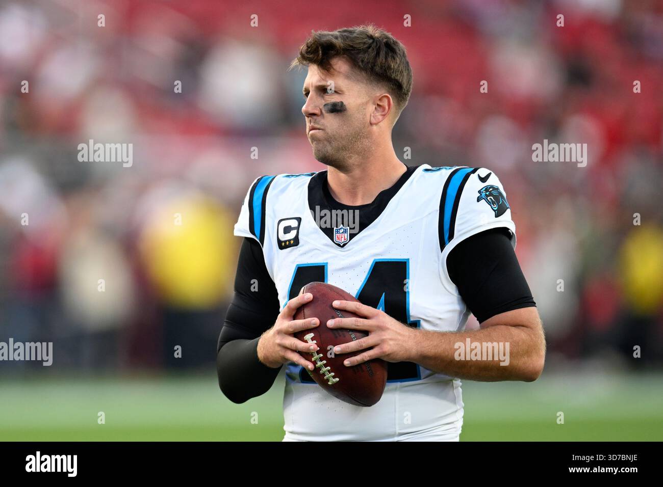 Carolina Panthers long snapper J.J. Jansen watches during warm ups ...