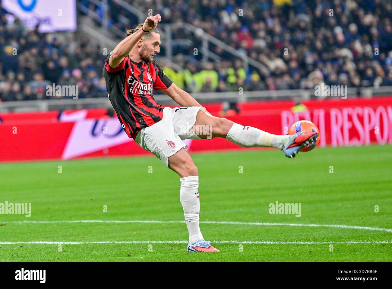 Adrien Rabiot of Milan seen in action during the serie A match Inter Vs AC Milan at San Siro ...