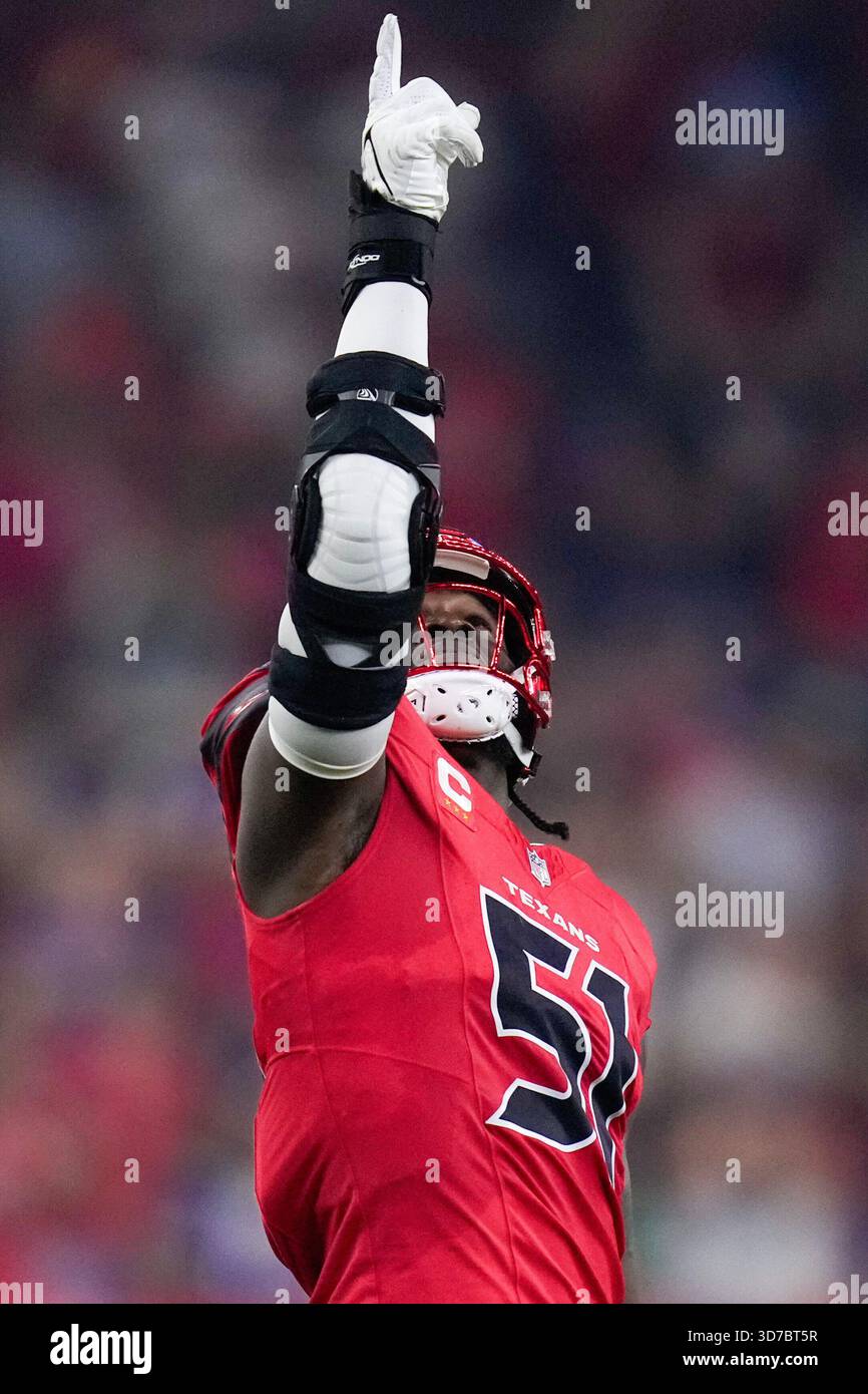 Houston Texans defensive end Will Anderson Jr. (51) celebrates his sack ...