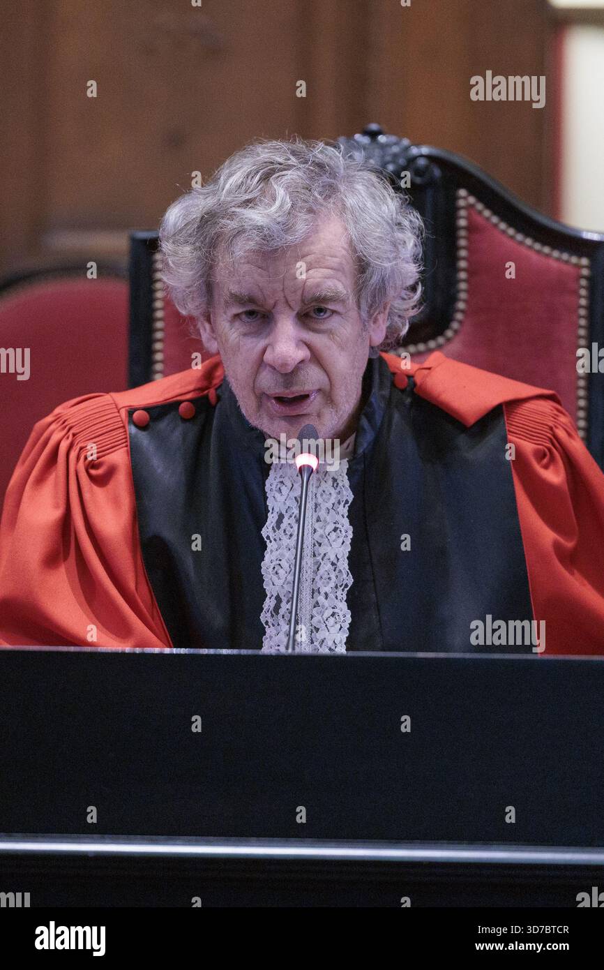 Chairman of the court Michel De Greve pictured during the composition ...